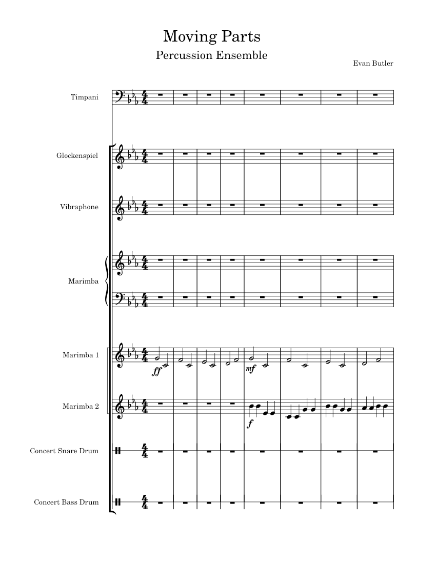 Dominance Sheet music for Timpani, Vibraphone, Glockenspiel, Snare drum ...
