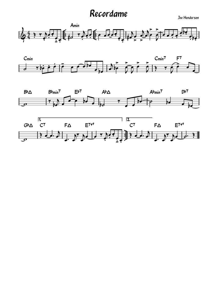 Recordame Sheet music for Piano (Solo) | Musescore.com