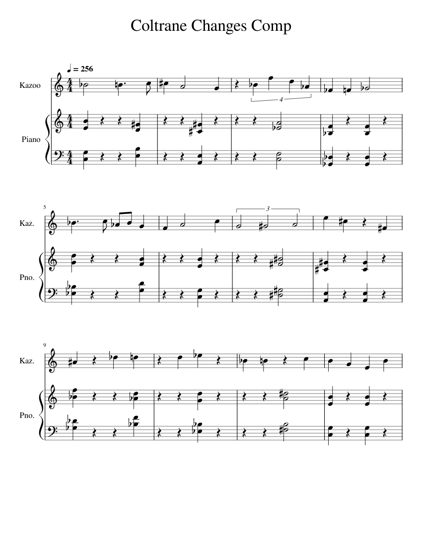 Coltrane Changes Comp Sheet Music for Piano, Kazoo (Piano-Voice ...