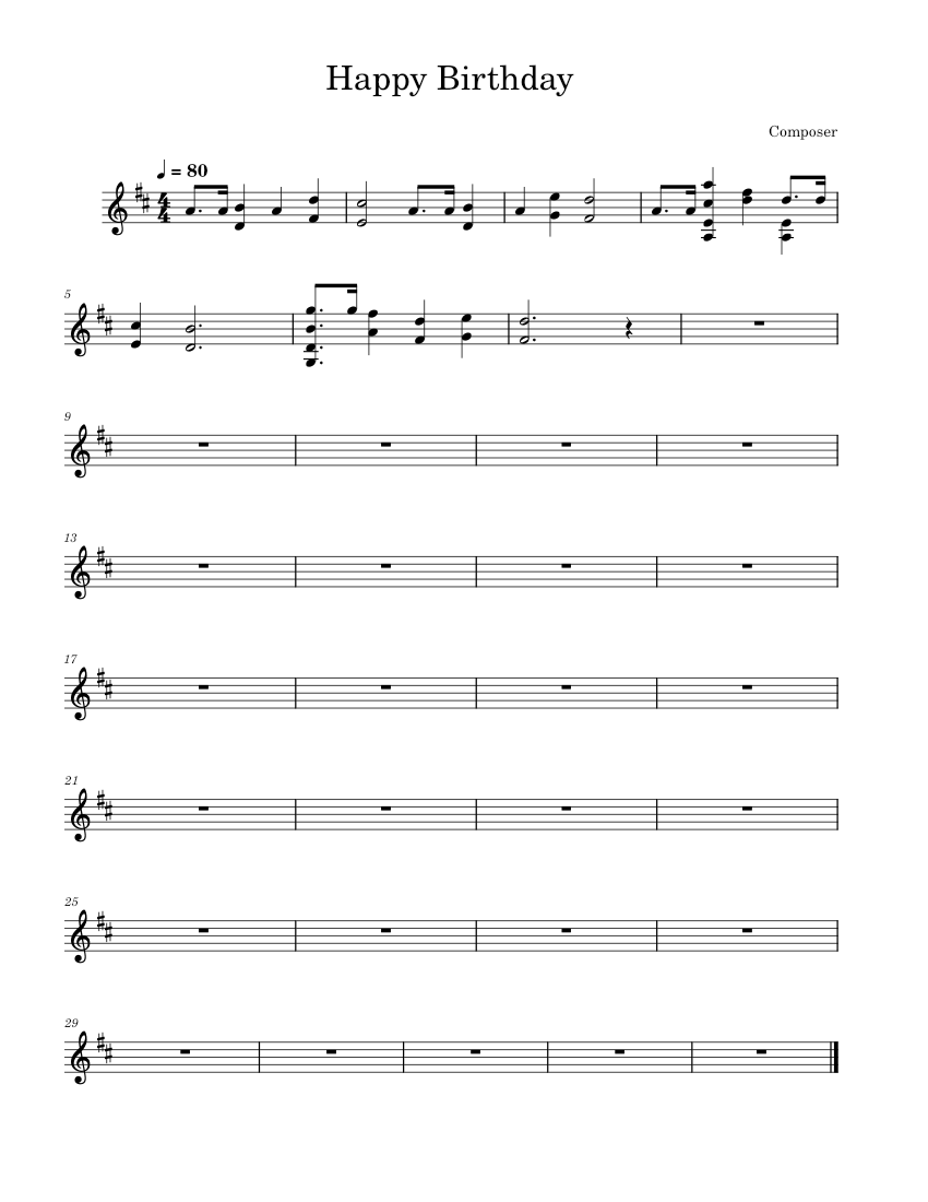 Happy Birthday Sheet music for Violin (Solo) | Musescore.com