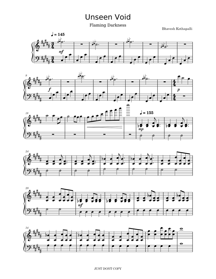 UNSEEN VOID Sheet Music for Piano (Solo) Easy | MuseScore.com