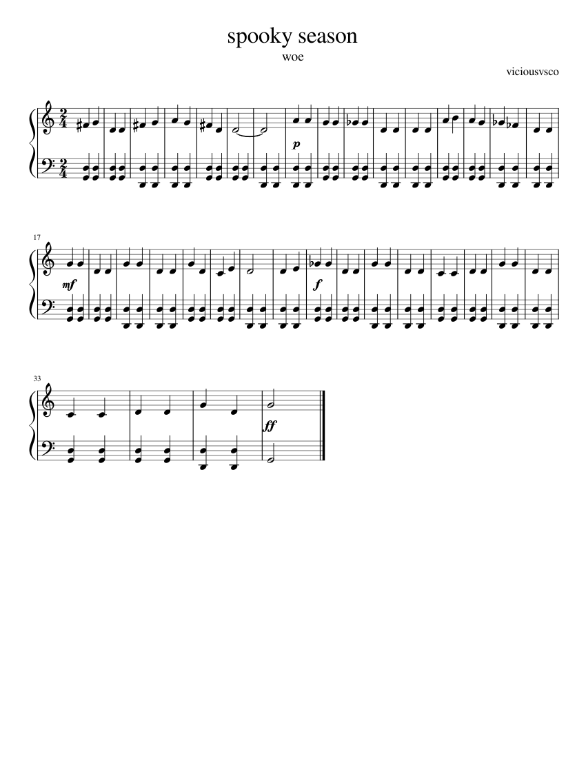 spooky season Sheet Music for Piano (Solo) easy | MuseScore.com