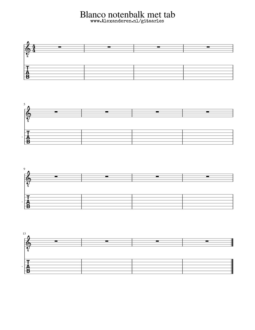 Blanco notenbalk en tab Sheet Music for Guitar (Mixed Duet) | MuseScore.com