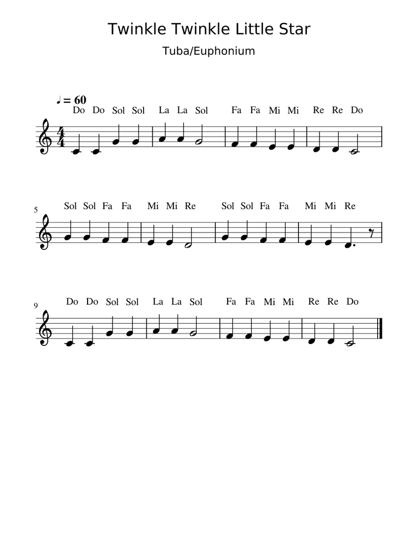 TWINKLE TWINKLE TC NOTES Sheet Music for Piano (Solo) easy | MuseScore.com