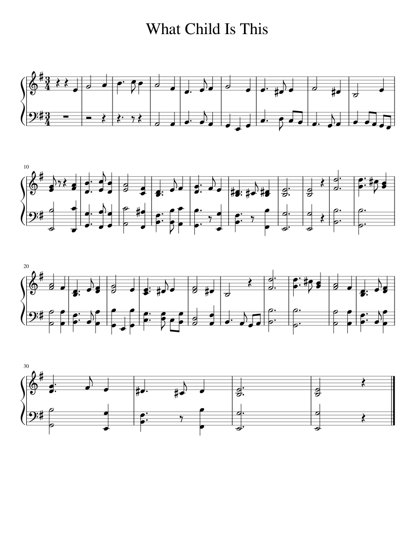 What Child Is This? Sheet music for Piano (Solo) Easy | Musescore.com
