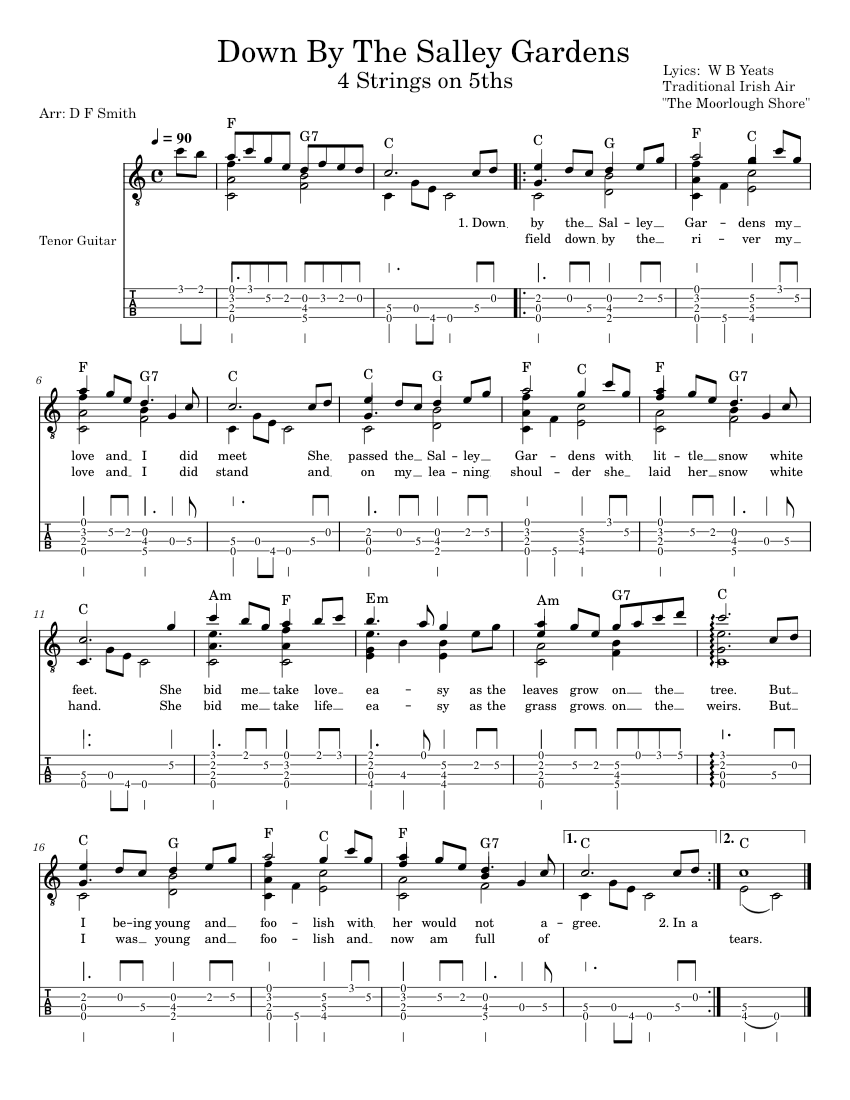 Down by the Salley Gardens – Misc Traditional Sheet music for Guitar ...