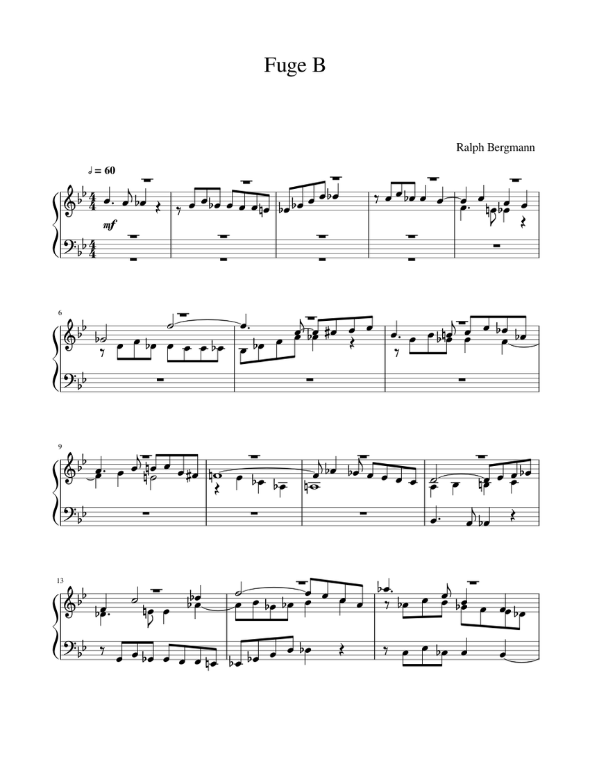 Fuge B – Rabe12 Sheet Music for Piano (Solo) | MuseScore.com