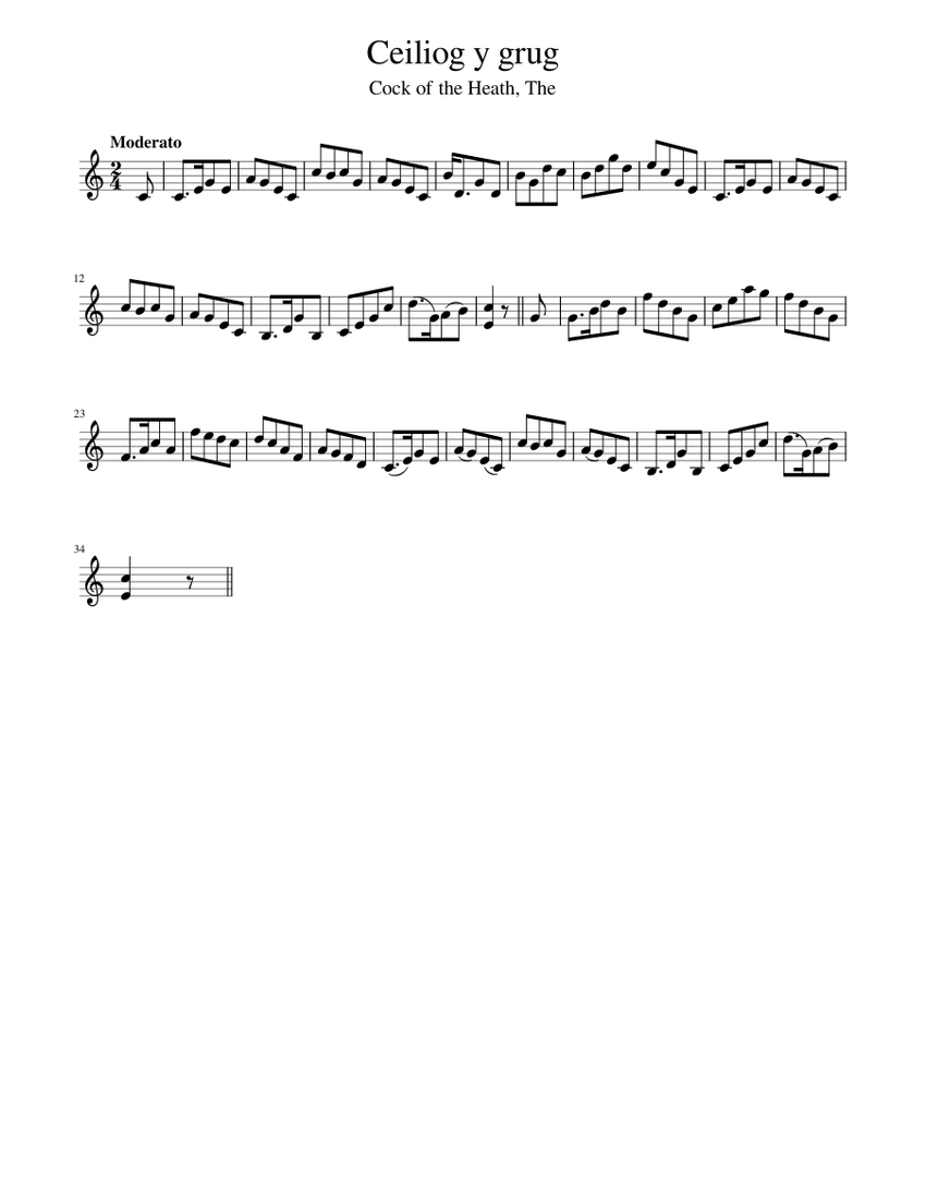 Ceiliog y grug Sheet music for Piano (Solo) | Musescore.com