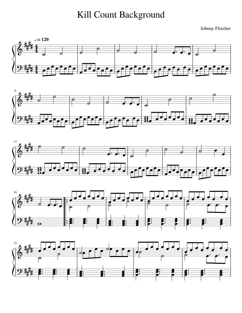 Kill Count Background Sheet music for Piano (Solo) Easy | Musescore.com