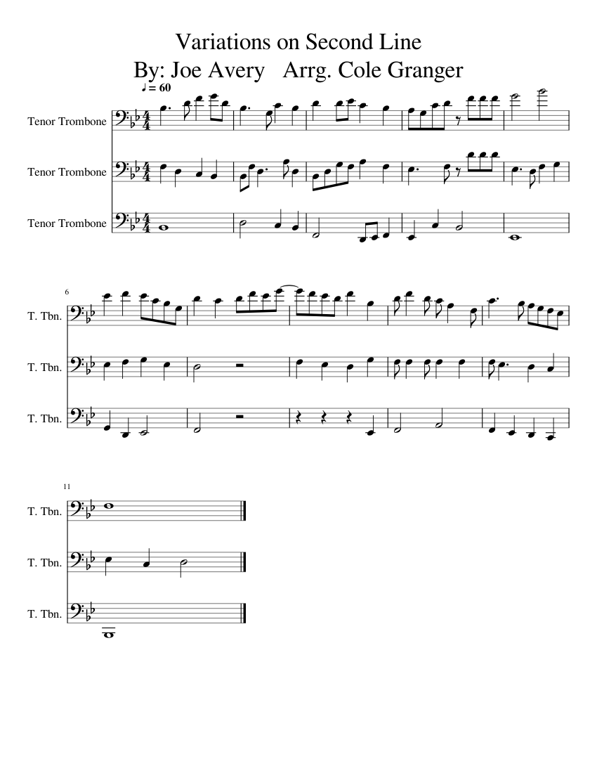 Variations on Second Line By: Joe Avery Arrg. Cole Granger Sheet music ...