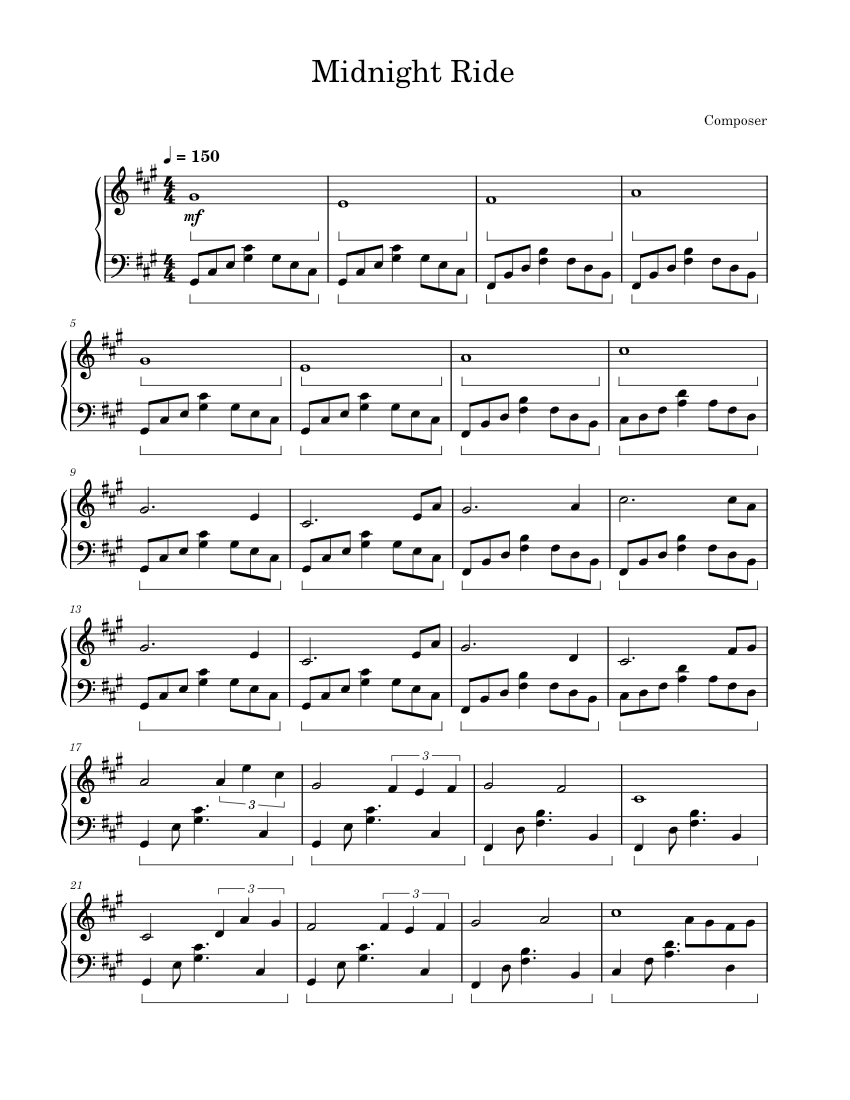 The Midnight Ride Sheet Music for Piano (Solo) | MuseScore.com