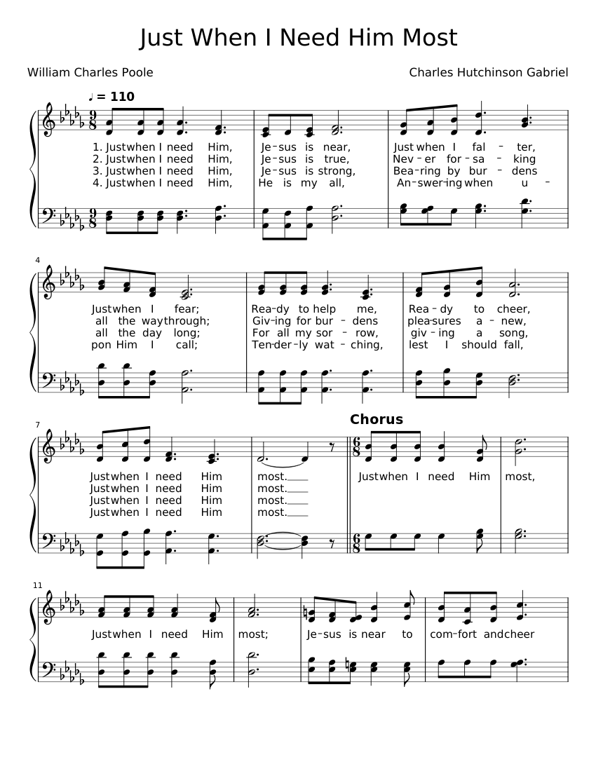 Just When I Need Him Most Sheet music for Piano (Solo) | Musescore.com