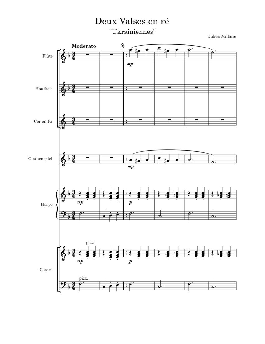 Deux Valses en ré Sheet music for Flute, Oboe, French horn ...