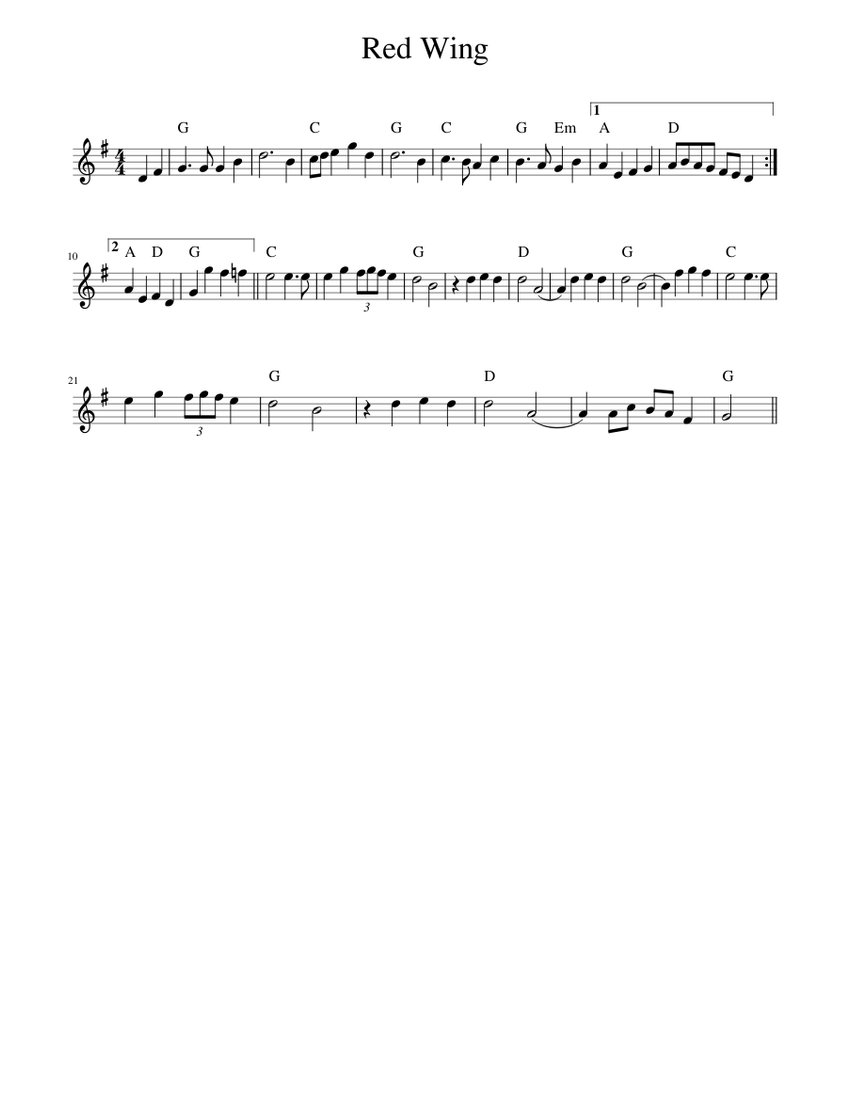 Red Wing Sheet music for Piano (Solo) | Musescore.com