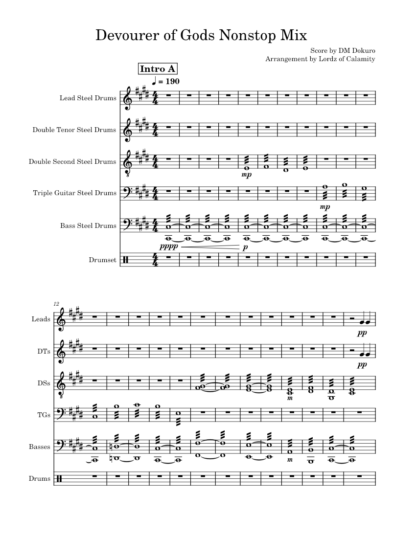 Devourer of Gods Nonstop Mix – DM DOKURO (Steel Drums) Sheet music for Drum group, Steel drums ...