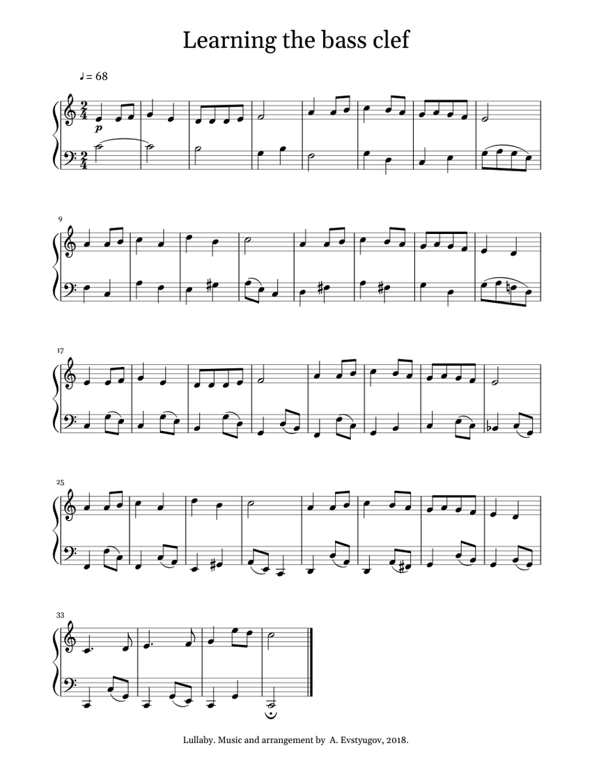 Learning the bass clef — for piano beginners Sheet Music for Piano ...