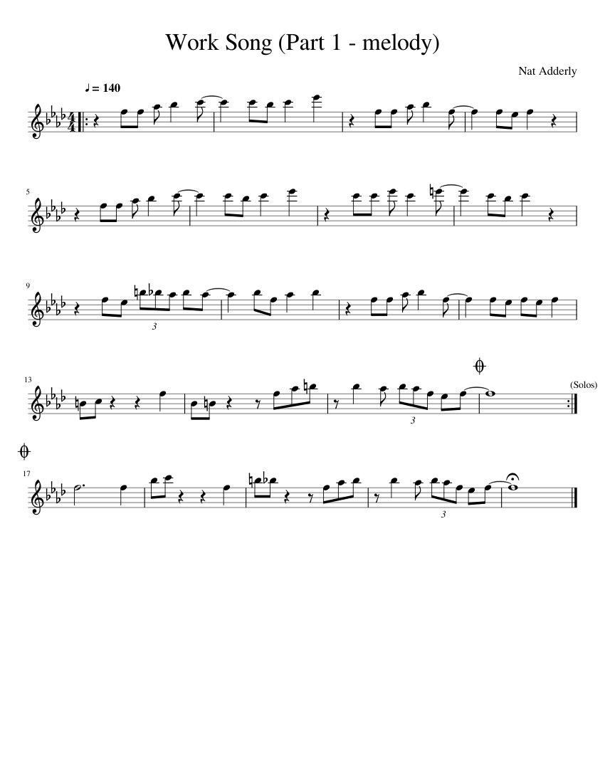 Work Song Part 1 For Flute Sheet Music for Flute (Solo) | MuseScore.com