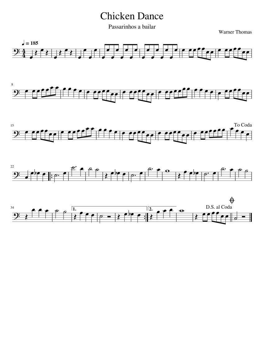 The chicken dance – Werner Thomas Chicken_Dance Sheet Music for Cello ...