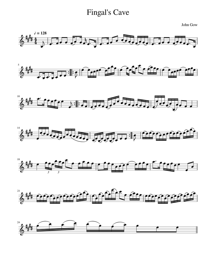 John Gow - Fingal's Cave Sheet Music for Piano (Solo) easy | MuseScore.com