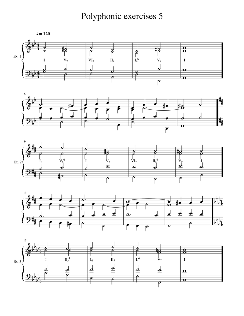 Polyphonic exercises 5 Sheet Music for Piano (Solo) easy | MuseScore.com
