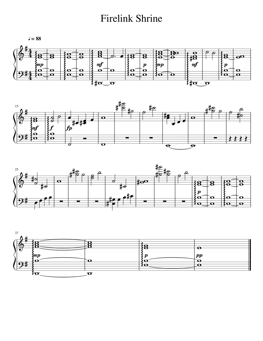 Firelink Shrine Sheet Music for Piano (Solo) easy | MuseScore.com