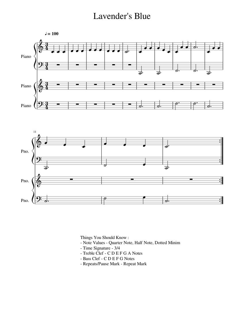 Lavender s Blue Sheet music for Piano (Solo) | Musescore.com