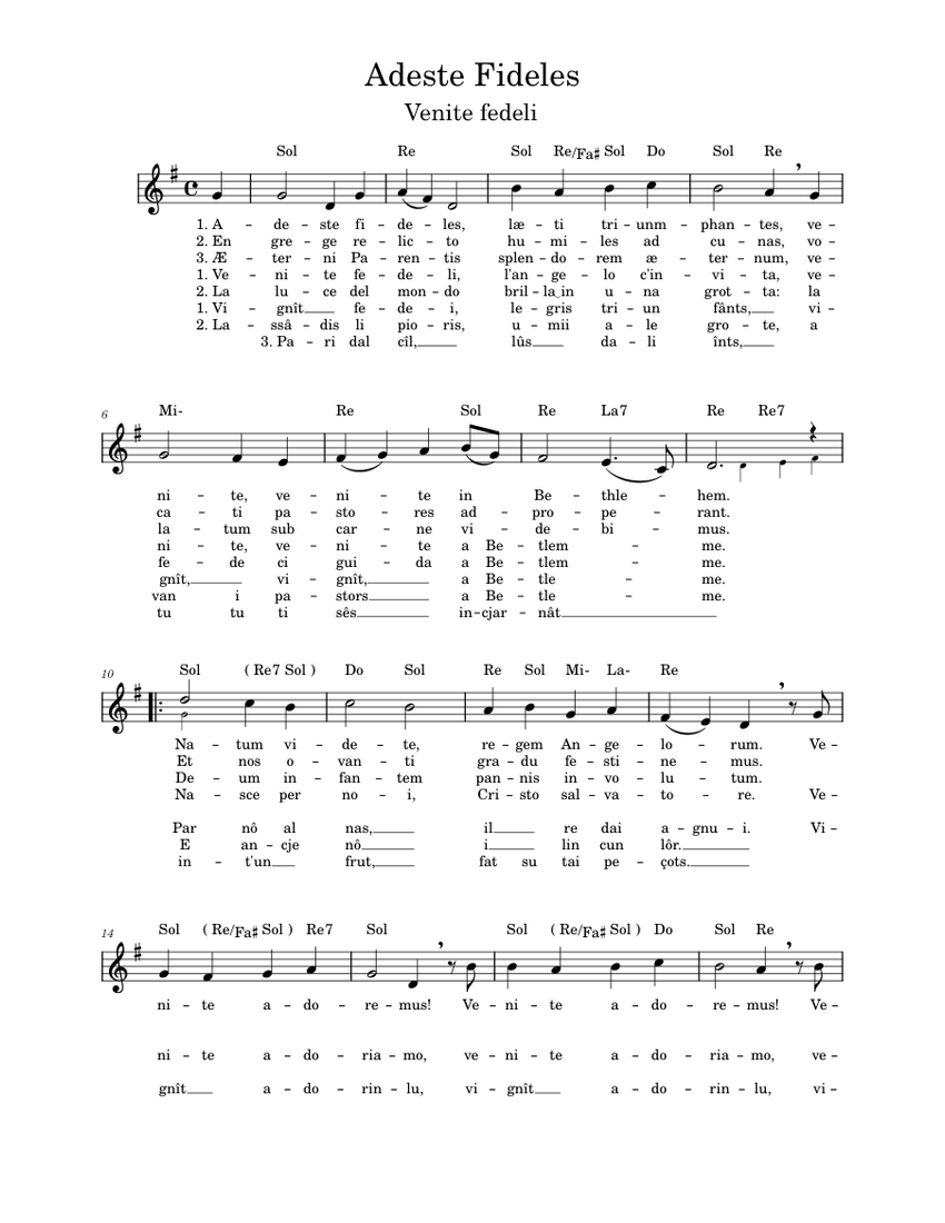 Adeste Fideles – Traditional Sheet Music for Vocals (Church Choir) | MuseScore.com
