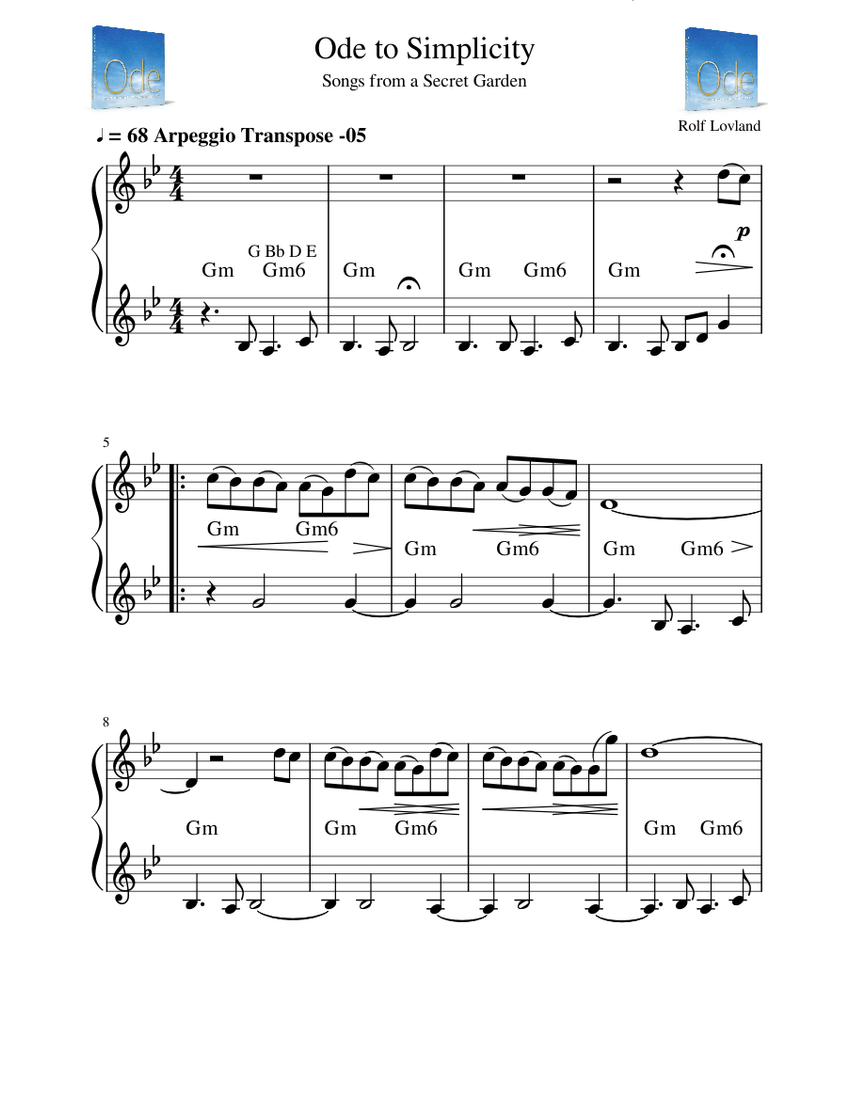 Ode to Simplicity, 2 balken Sheet music for Piano (Solo) | Musescore.com