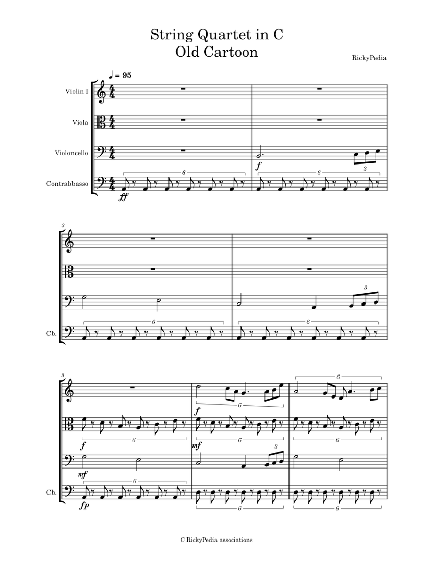 String Quartet in C (Old Cartoon) - RickyPedia Sheet music for Contrabass, Violin, Viola, Cello ...