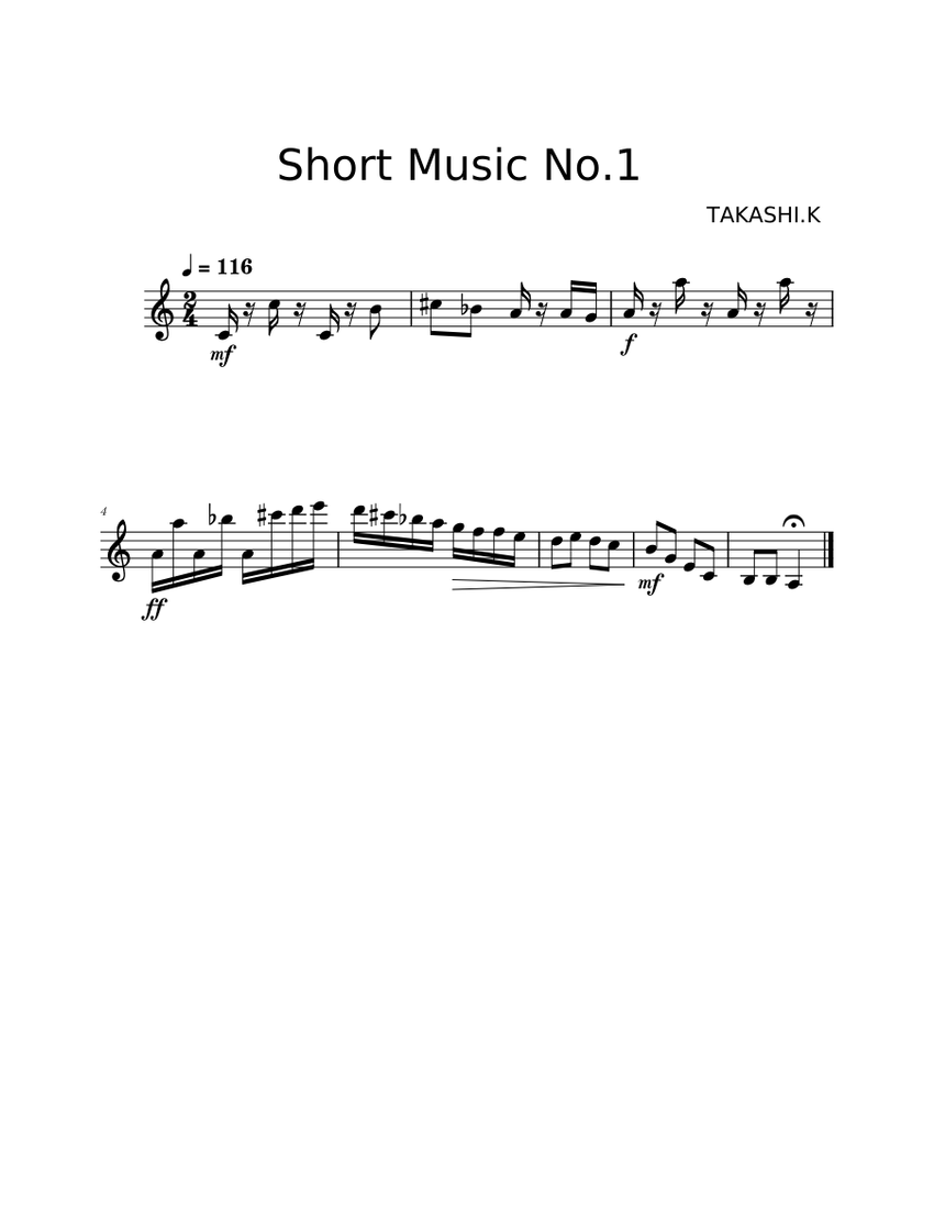 Short music No.1 Sheet music for Piano (Solo) Easy | Musescore.com