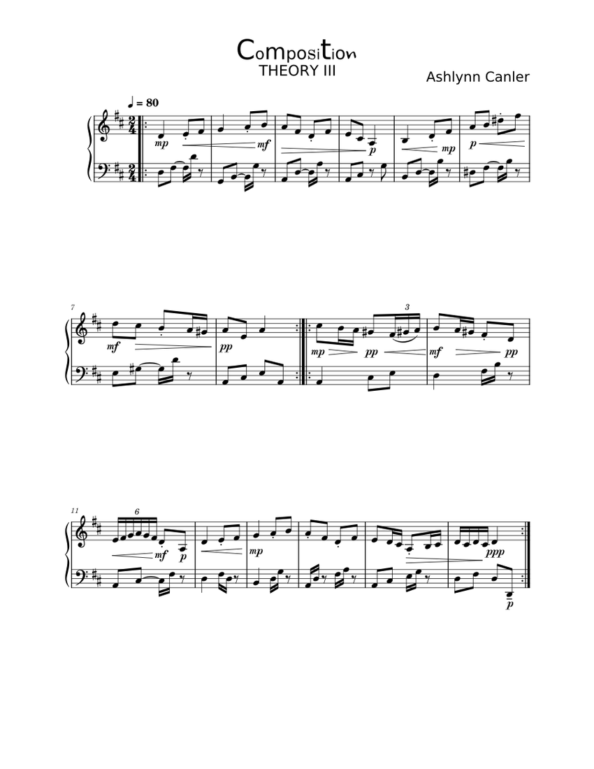 Theory III Composition Project Sheet music for Piano (Solo) | Musescore.com