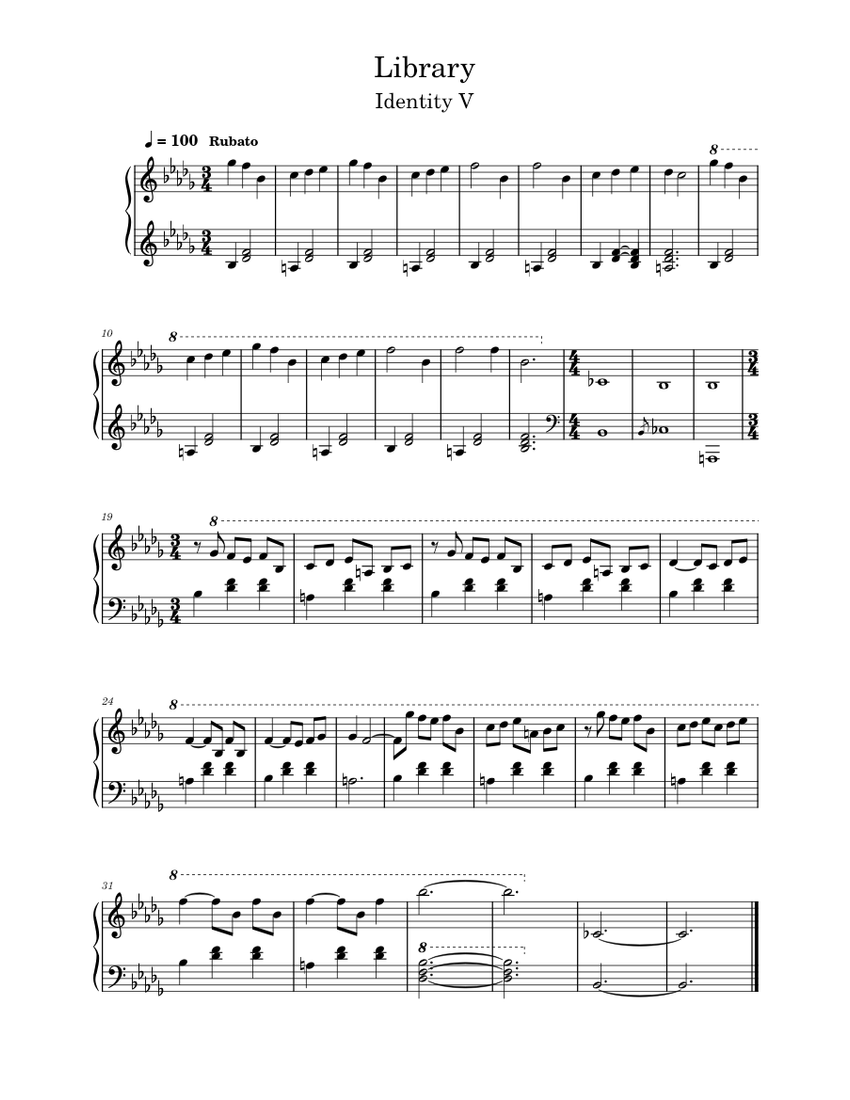 Library – Identity V OST Sheet music for Piano (Solo) | Musescore.com