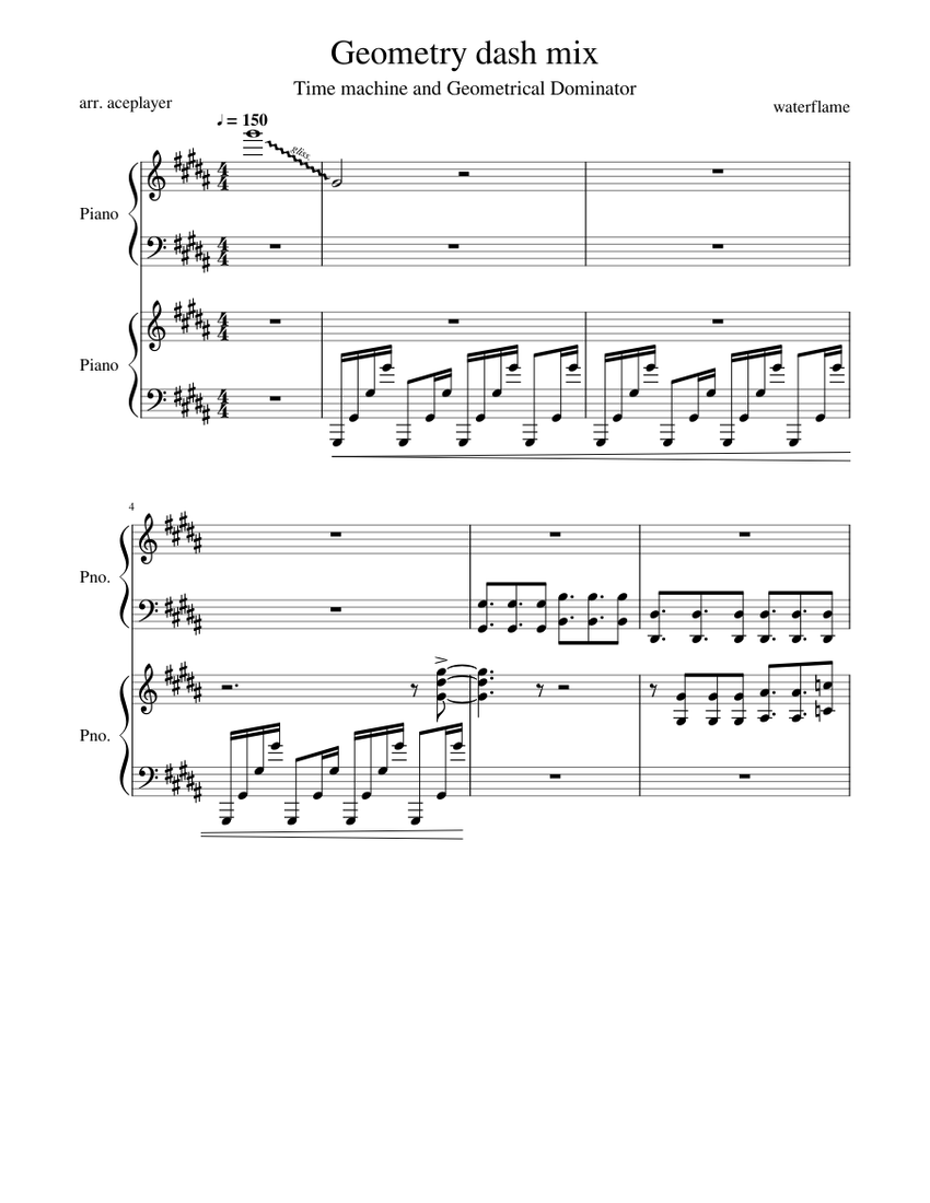 Time Machine x Geometrical Dominator Mix Sheet music for Piano (Piano ...