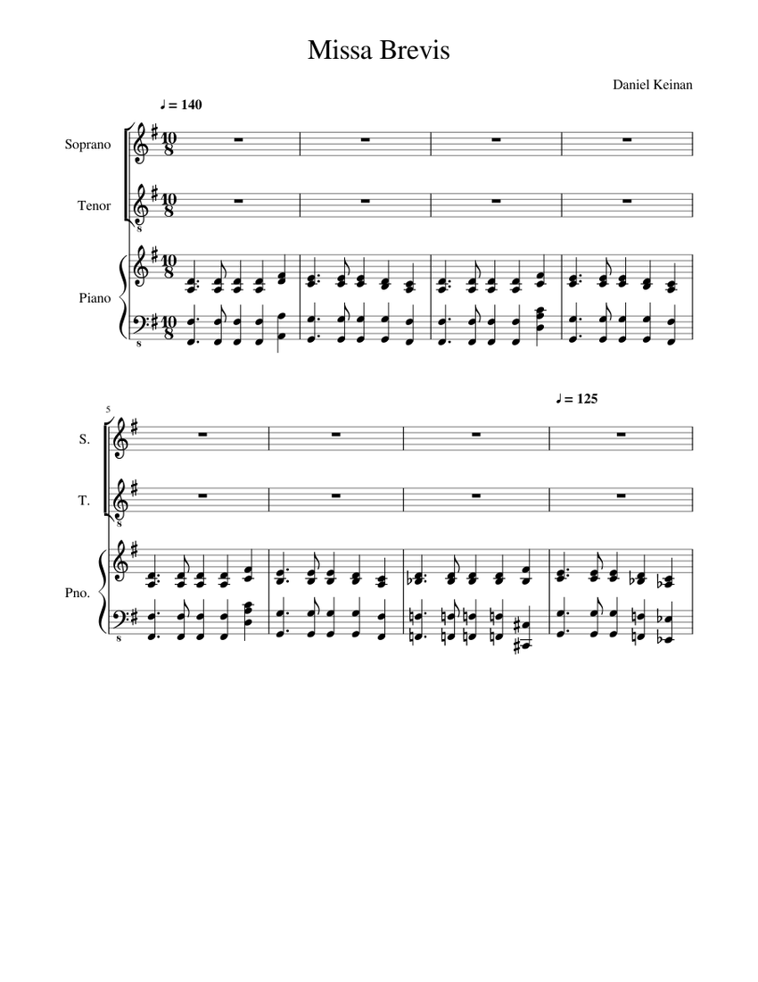 Missa Brevis Sheet music for Piano, Soprano, Tenor (Choral) | Musescore.com
