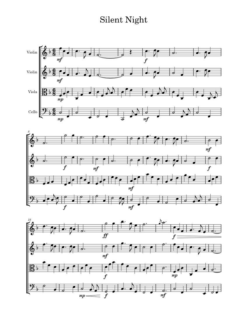 Silent night – Misc Christmas (String Quartet Arrangement) Sheet music ...
