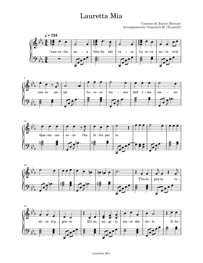 Lauretta Mia – Enrico Musiani Sheet music for Piano (Solo) | Musescore.com