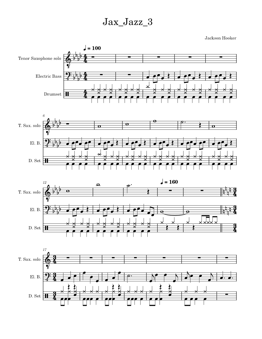 Jax Jazz 3 - Jackson Hooker Sheet music for Saxophone tenor, Bass ...