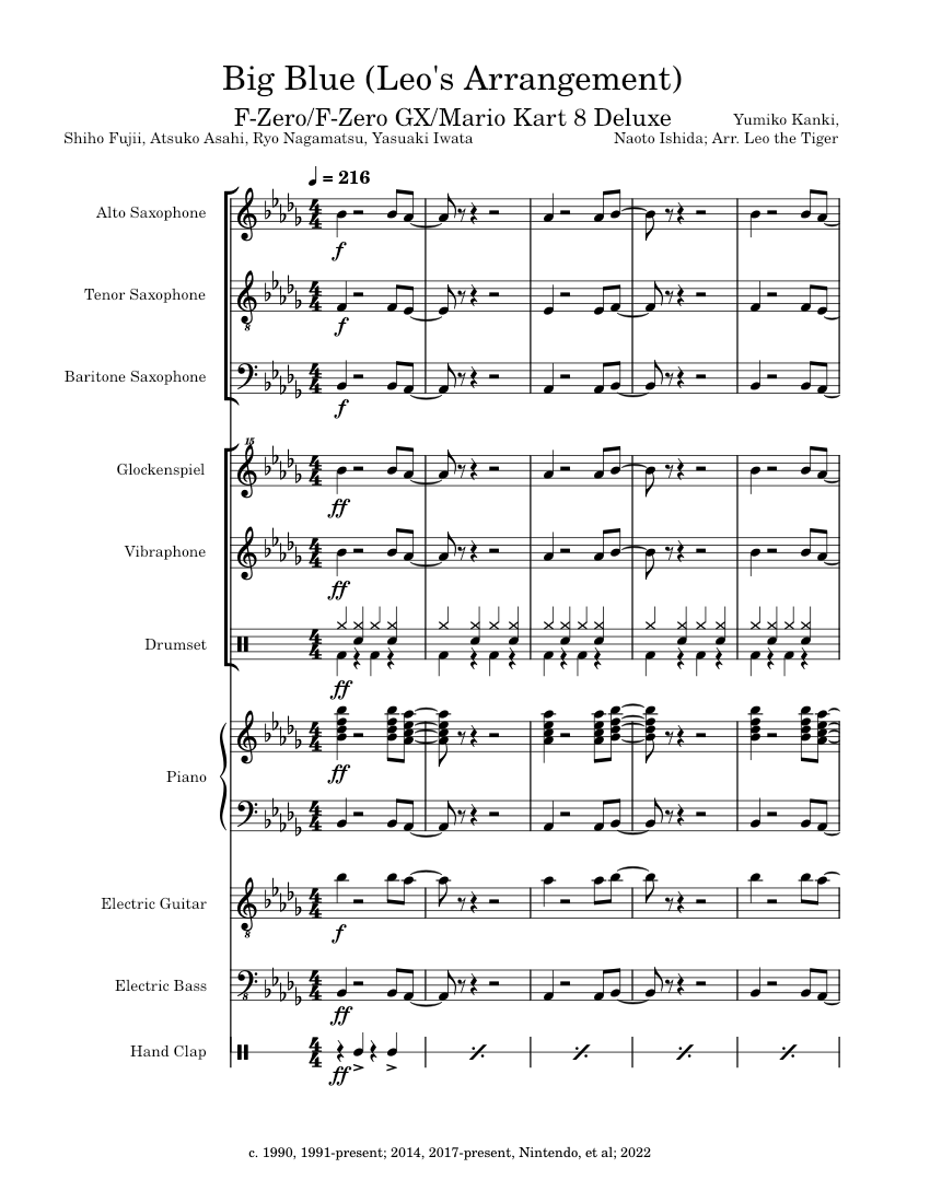 Big Blue - F-Zero – Yumiko Kanki, Naoto Ishida Sheet music for Piano ...