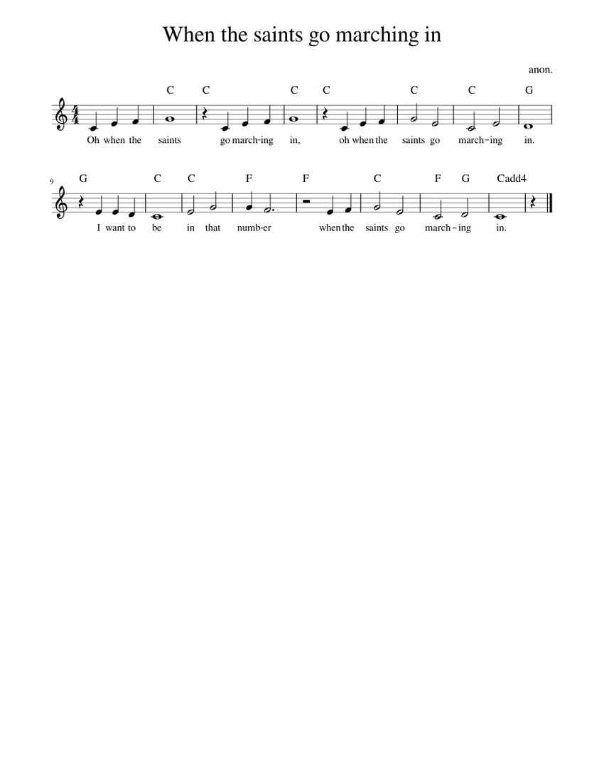 When the saints go marching in Sheet Music for Piano (Solo) Easy ...