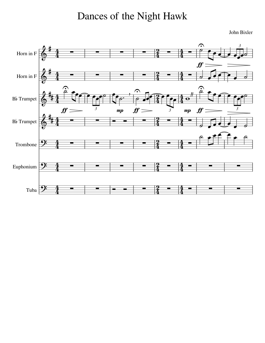 Dances_of_the_Night_Hawk Sheet music for Trombone, Euphonium, Tuba ...