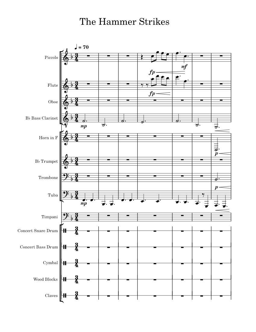 The Hammer Strikes Sheet music for Trombone, Tuba, Flute piccolo, Flute ...