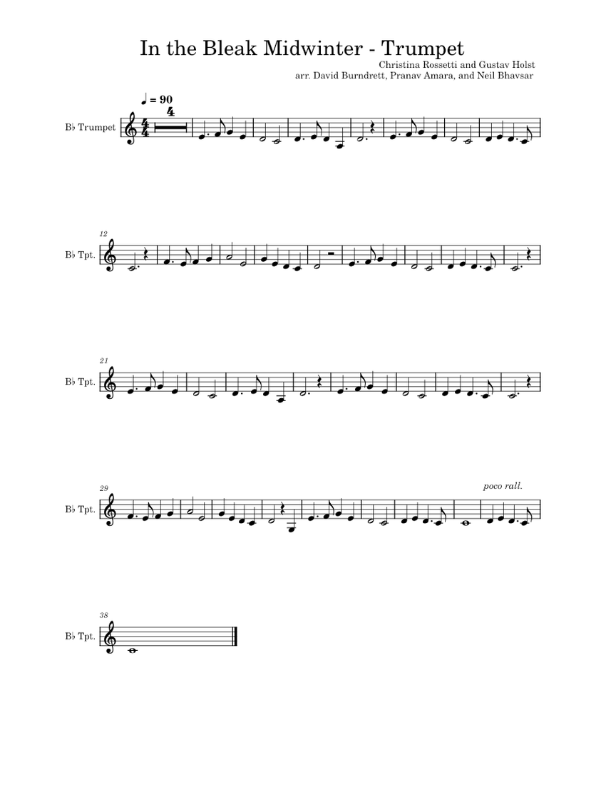 In the bleak midwinter – Gustav Holst 1st Trumpet Sheet Music for ...