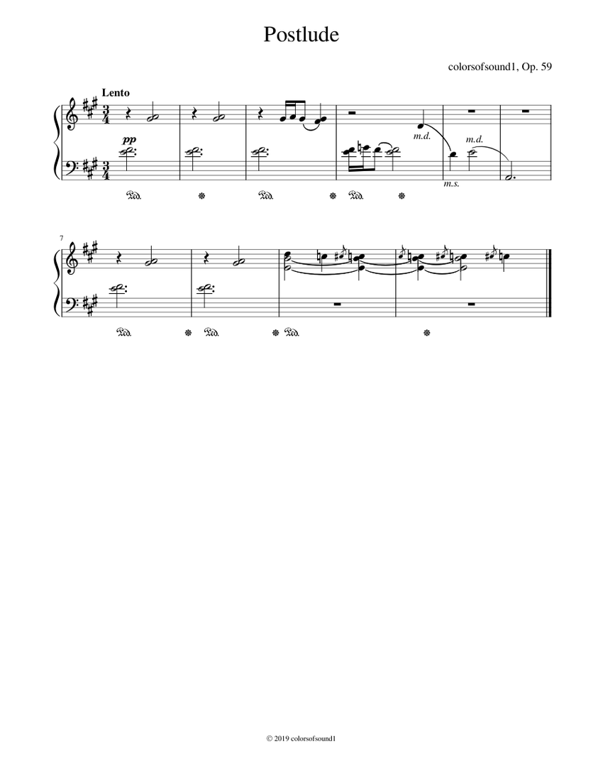 Postlude - Op. 59 Sheet music for Piano (Solo) Easy | Musescore.com