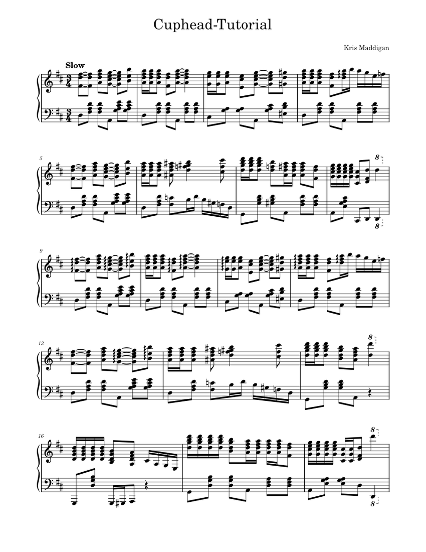 Cuphead-Tutorial Sheet music for Piano (Solo) | Musescore.com