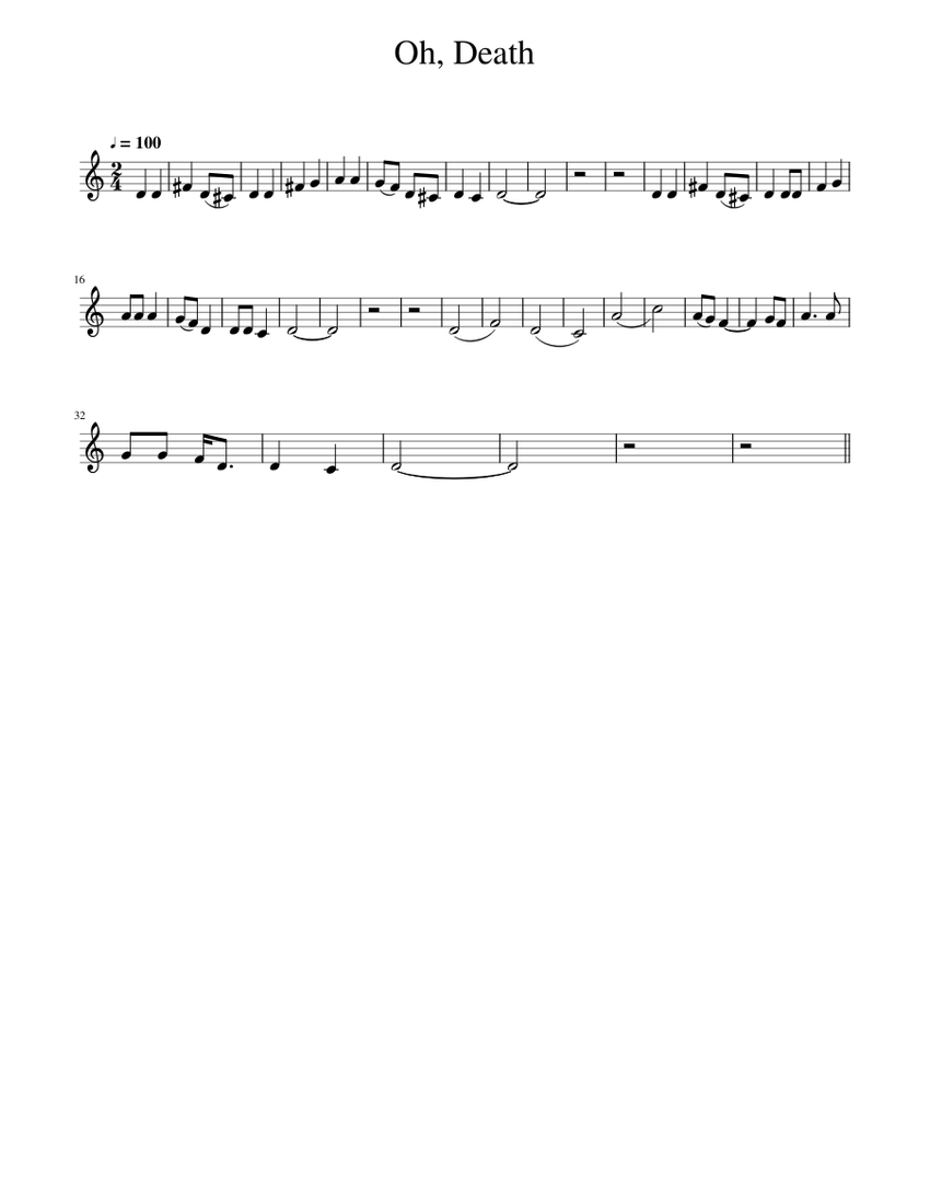 Oh, Death Sheet Music for Piano (Solo) Easy | MuseScore.com