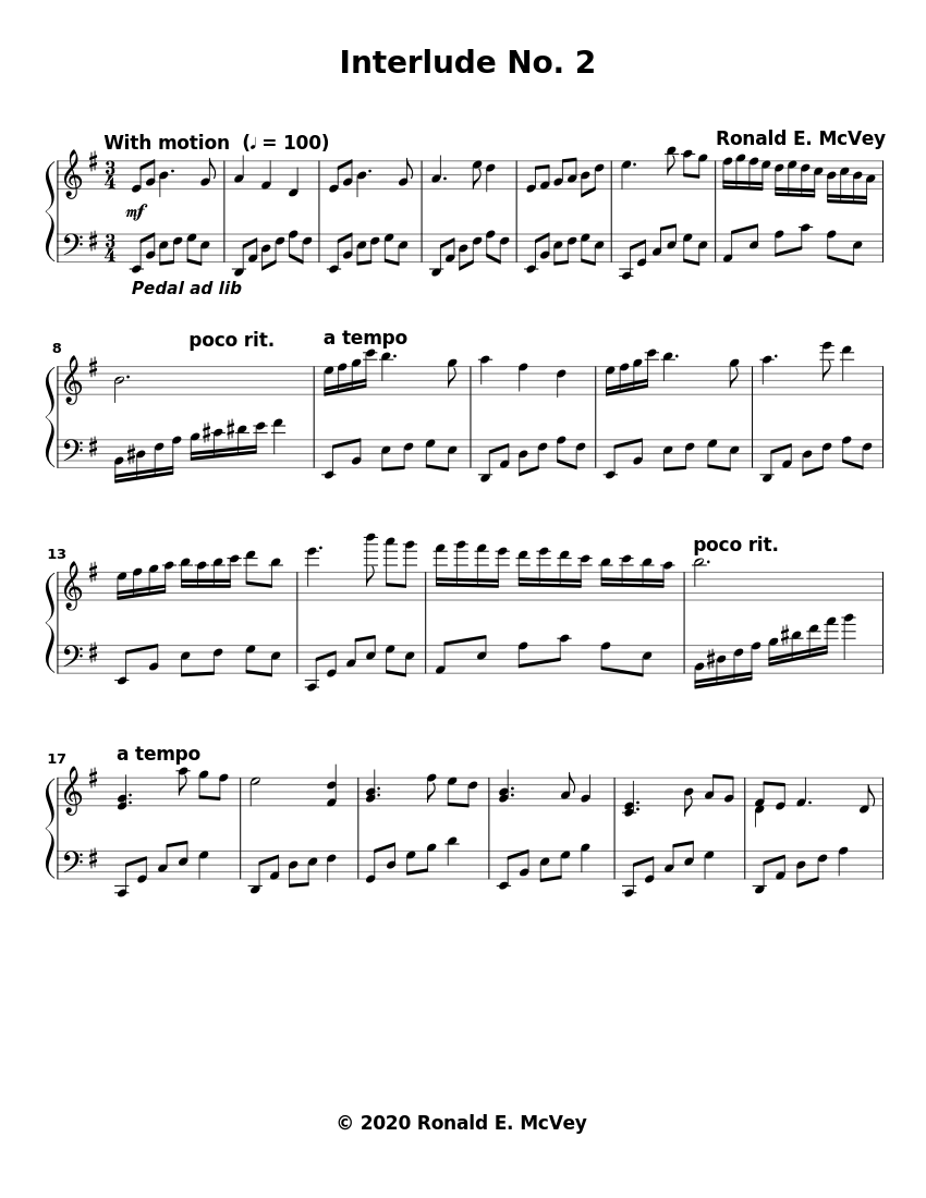 Interlude No. 2 Sheet music for Piano (Solo) | Musescore.com
