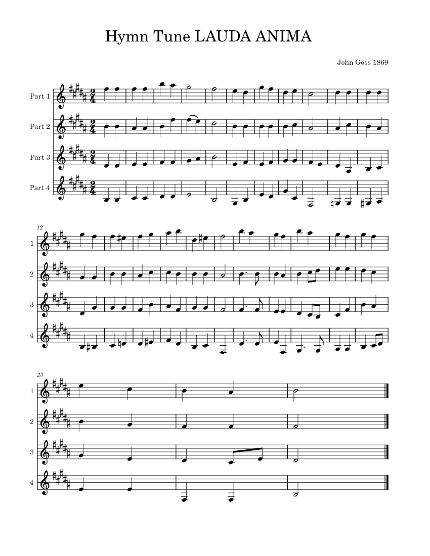 Hymn Tune LAUDA ANIMA Sheet music for Baritone horn (Brass Quartet ...