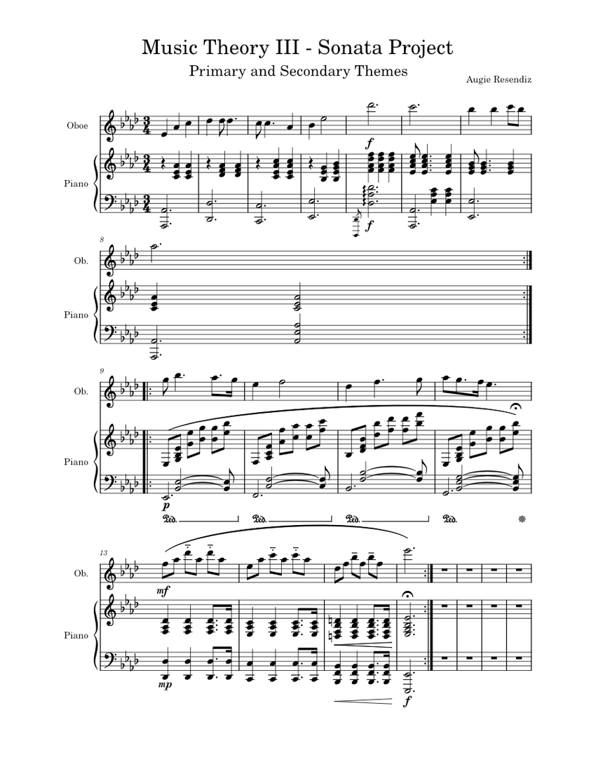 Music Theory III - Sonata Project Sheet music for Piano, Oboe (Piano ...