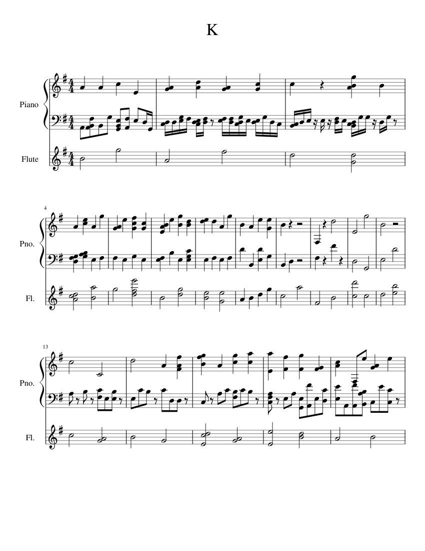 Jet2 Sheet music for Piano, Flute (Solo) | Musescore.com