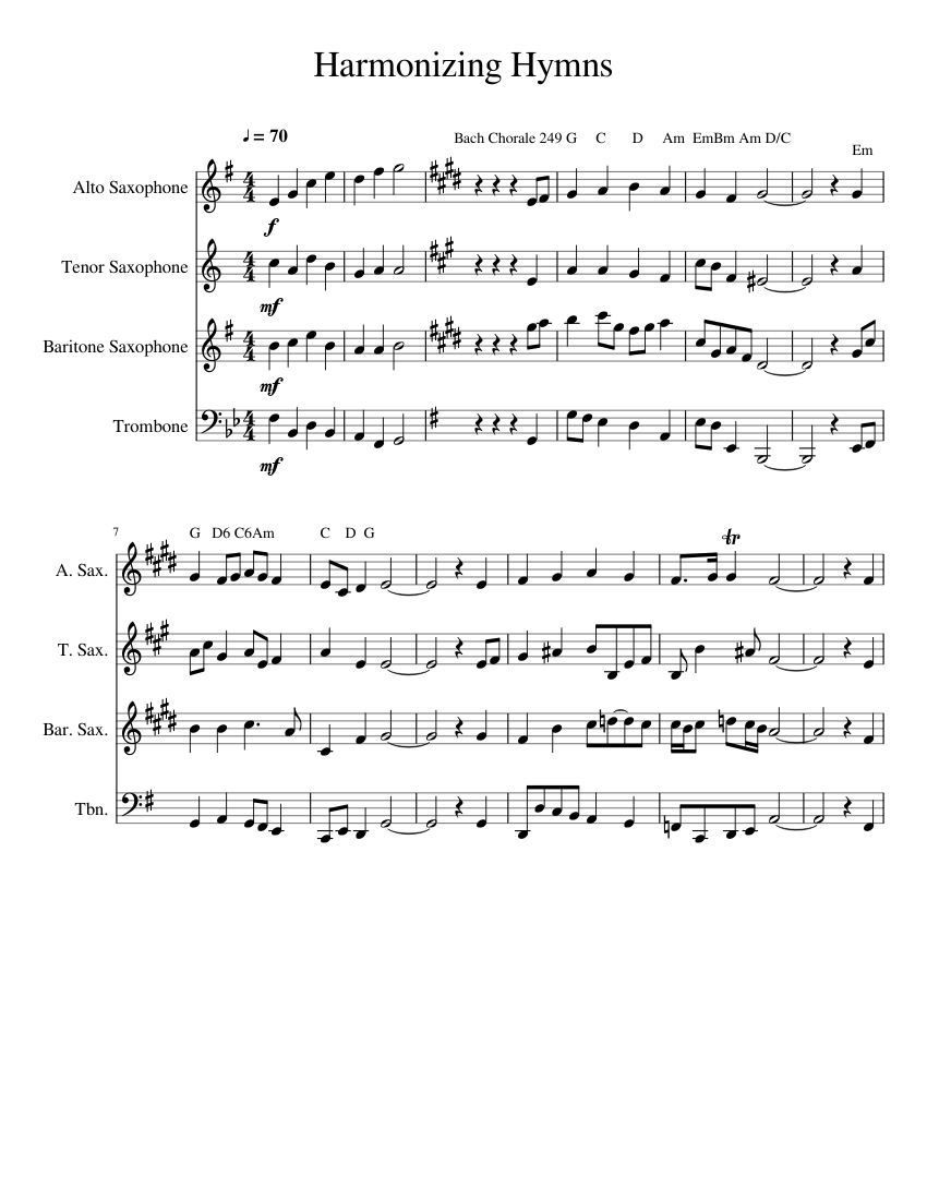 Harmonizing Hymns Sheet music for Trombone, Saxophone alto, Saxophone ...